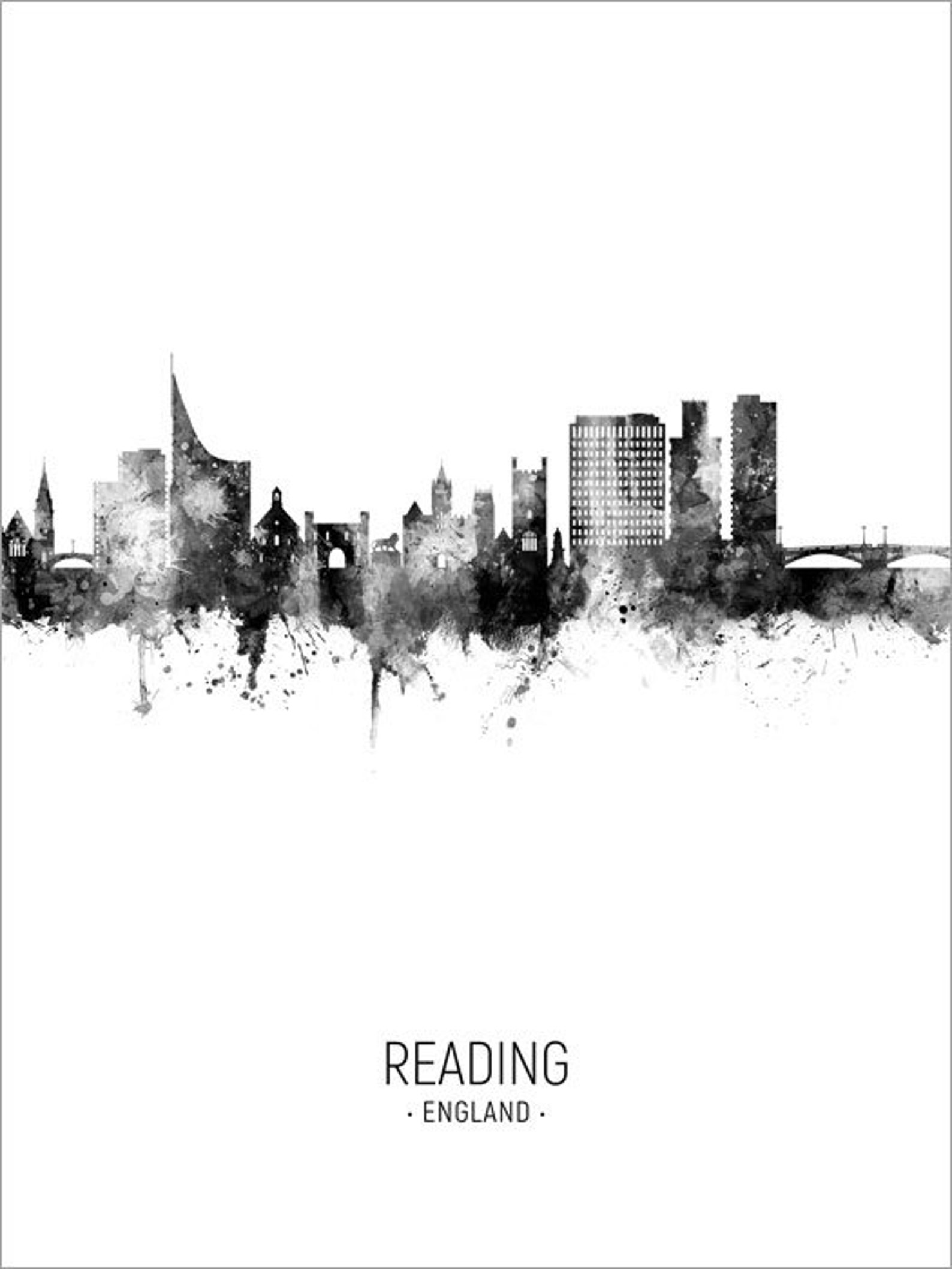 Reading Skyline Reading England Cityscape Art Print Poster - Etsy
