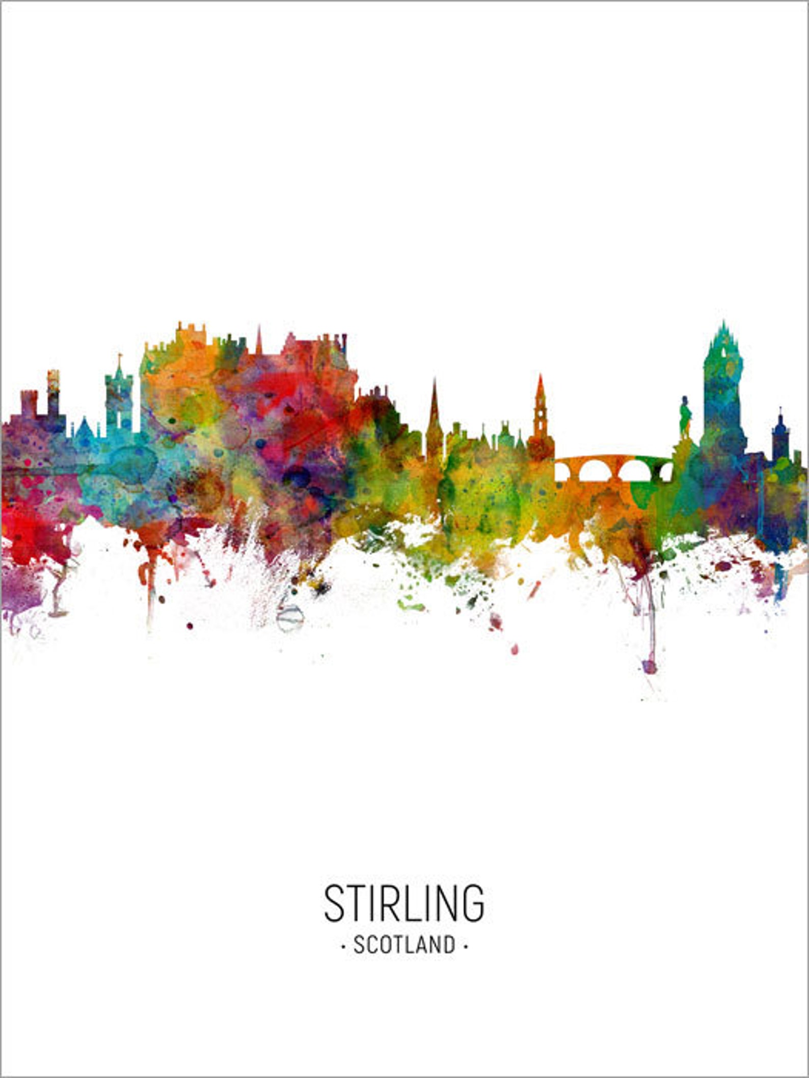 Stirling Skyline Stirling Scotland Cityscape Art Print Poster - Etsy