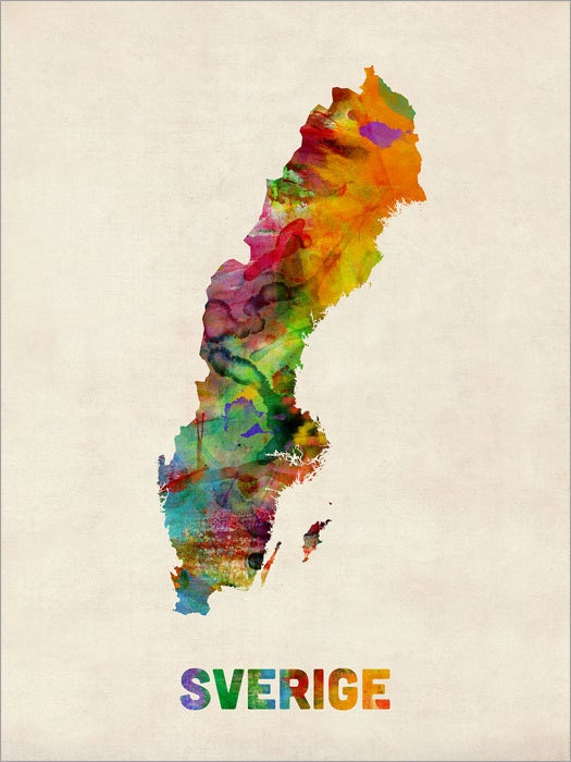 Sweden Watercolor Map sverige Art Print 452 - Etsy