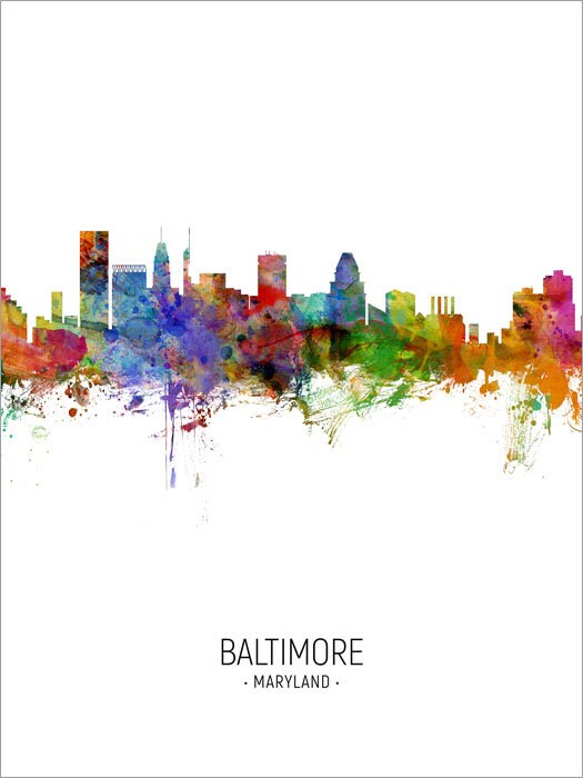 Baltimore Skyline Baltimore Maryland Cityscape Art Print | Etsy