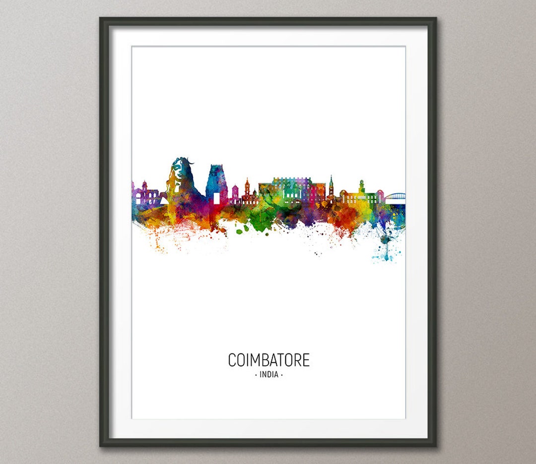 Coimbatore Skyline, Coimbatore India Cityscape Art Print Poster ...
