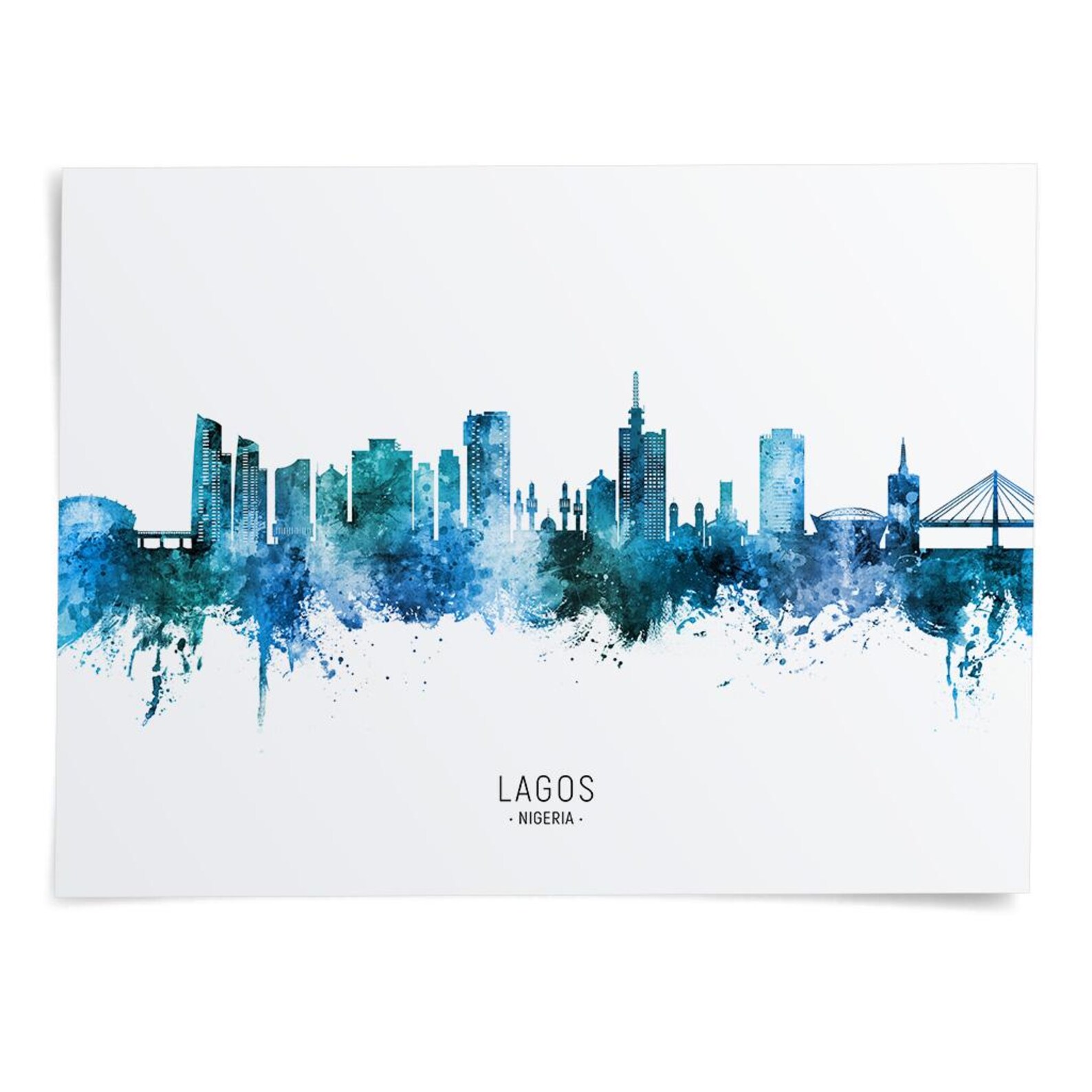 Lagos Skyline Nigeria, Cityscape Painting Art Print Poster BX (22621 ...