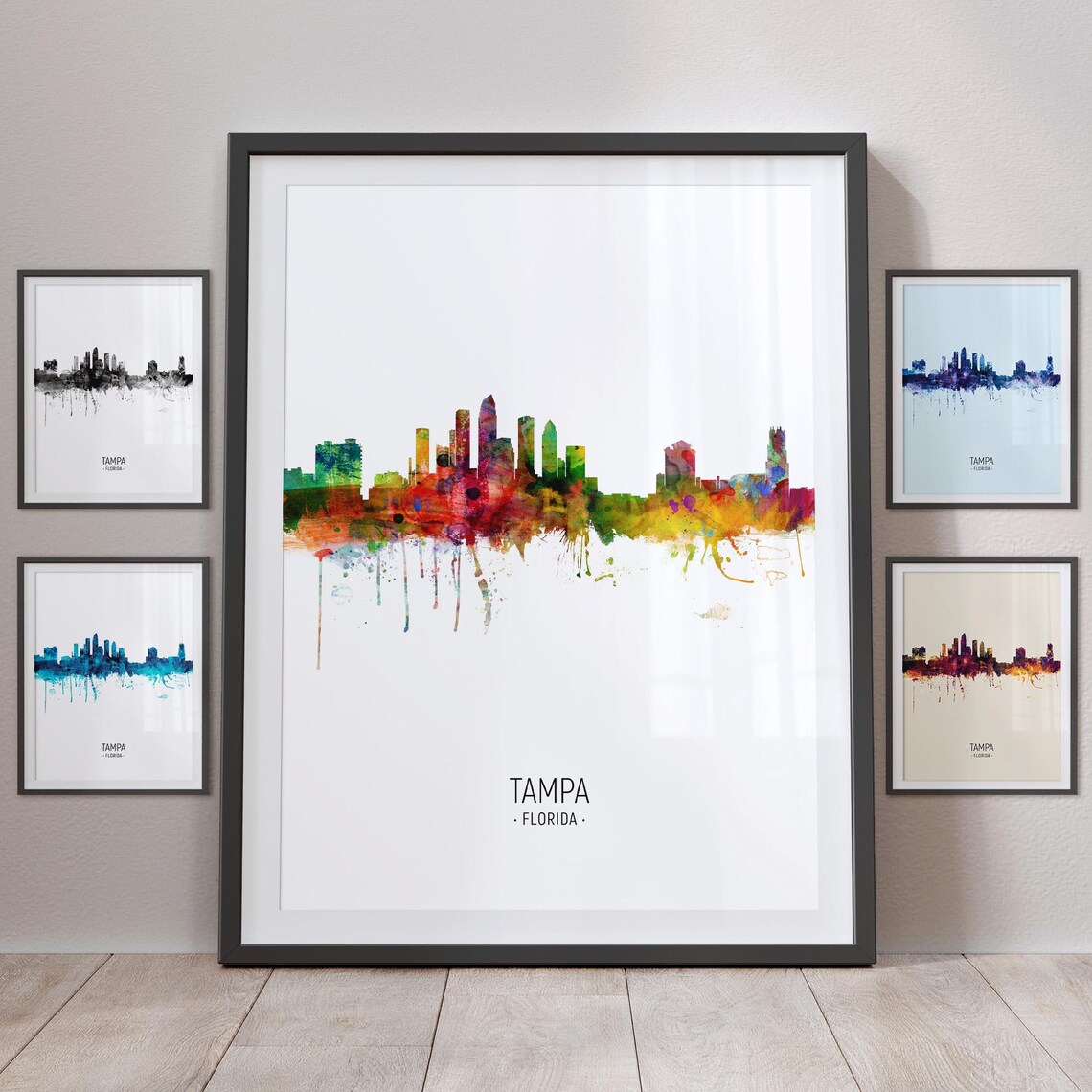 Tampa Skyline, Tampa Florida Cityscape Art Print Poster Portrait PX ...