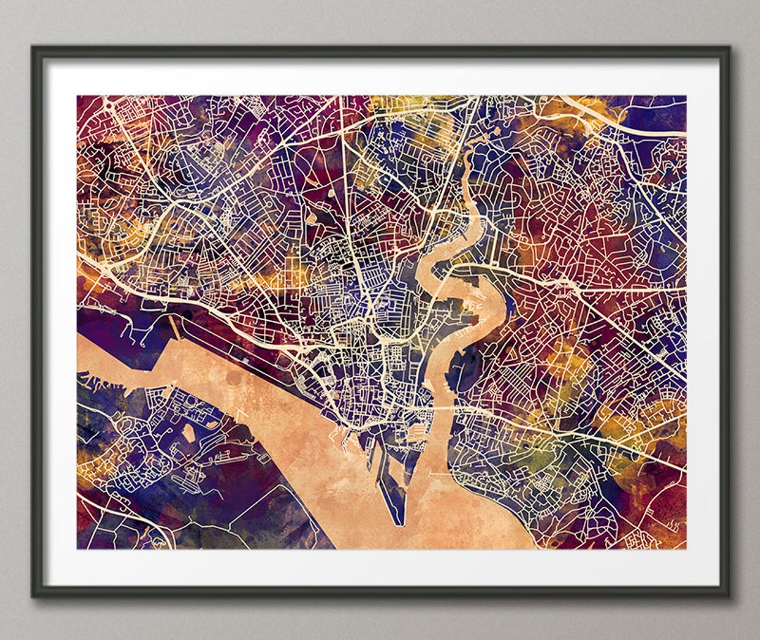 Southampton Map, Southampton Hampshire England City Street Map, Art ...