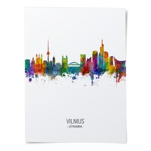 Vilnius Skyline, Vilnius Lithuania Cityscape Art Print Poster Portrait ...