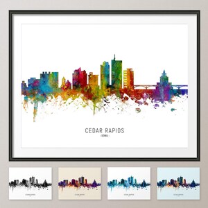 Cedar Rapids Skyline Iowa, Cityscape Painting Art Print Poster CX 6698 ...
