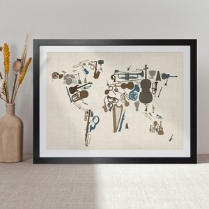 Music Instruments Map of the World Map, Art Print WM (459) - Etsy