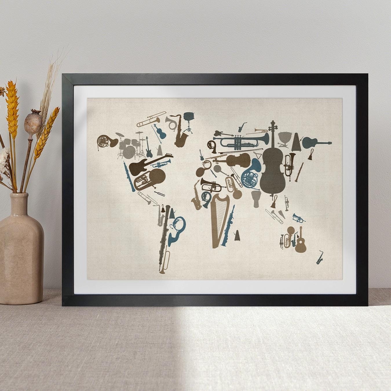 Music Instruments Map of the World Map, Art Print WM (459) - Etsy