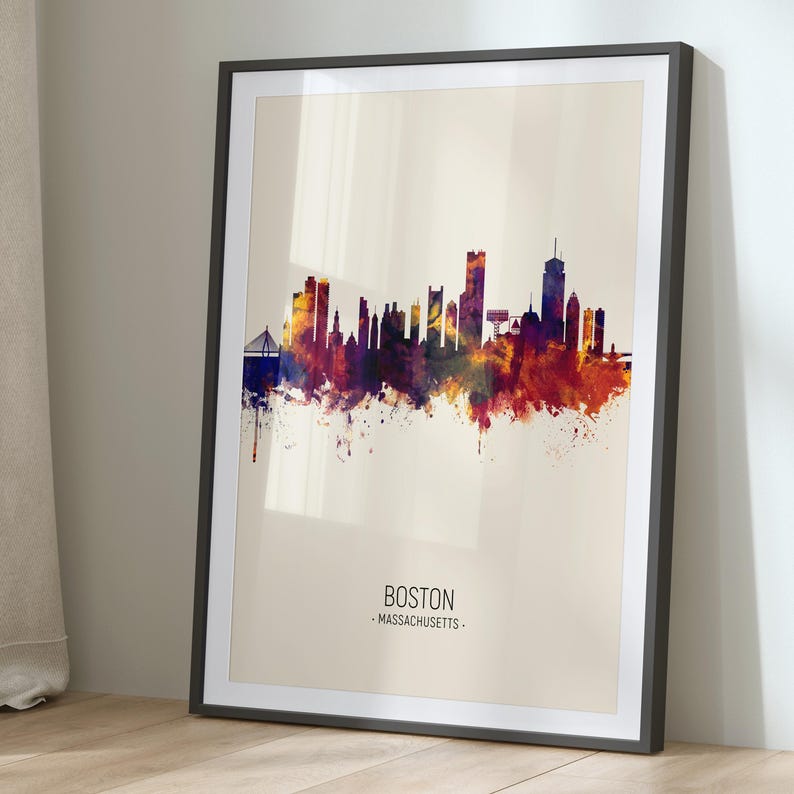 Boston Skyline, Massachusetts Cityscape Art Print Poster Portrait - PX ...