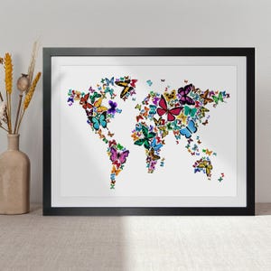 Butterflies Map of the World, World Map, Art Print Poster (448) - Etsy UK