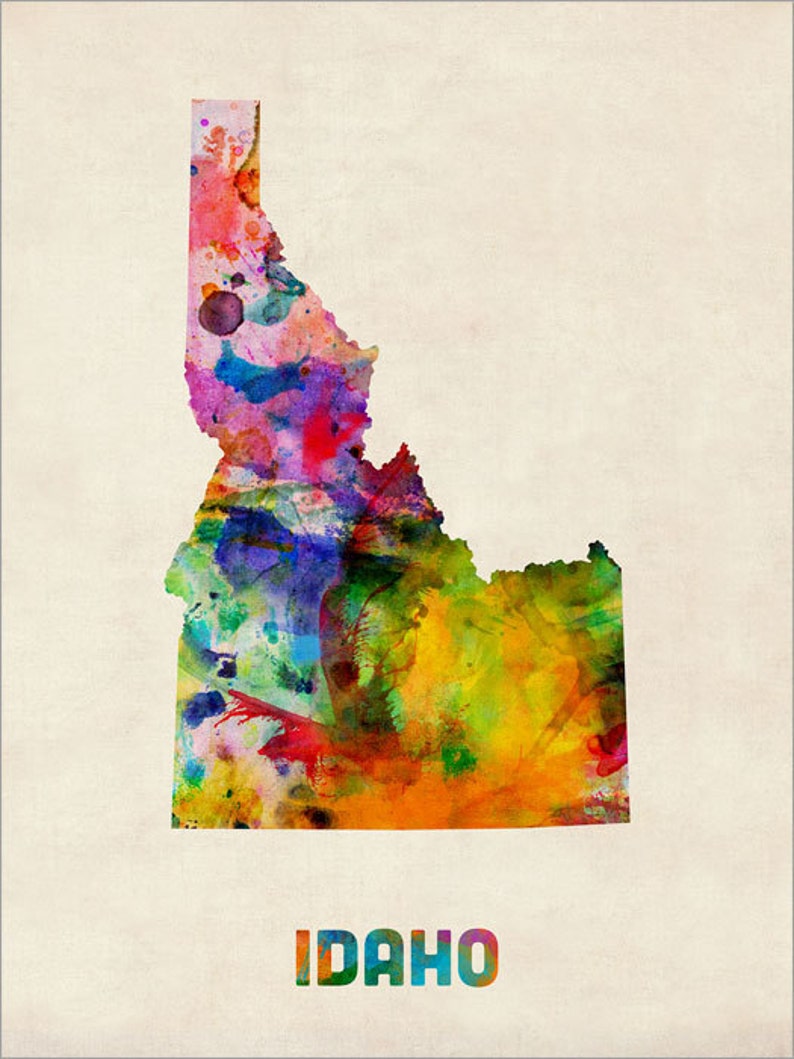 Idaho Watercolor Map USA Art Print 390 | Etsy