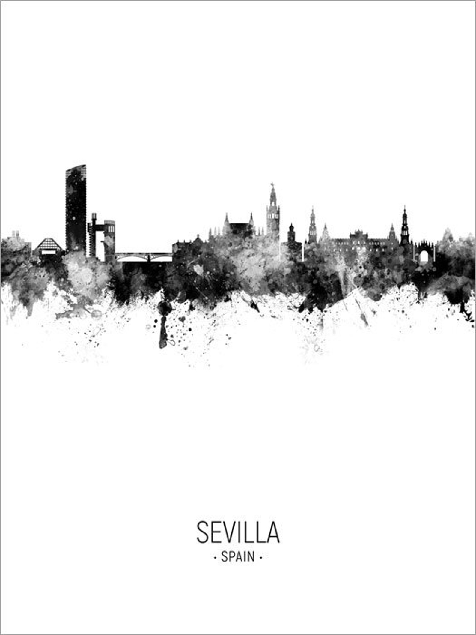 Sevilla Skyline Sevilla Spain Cityscape Art Print Poster - Etsy