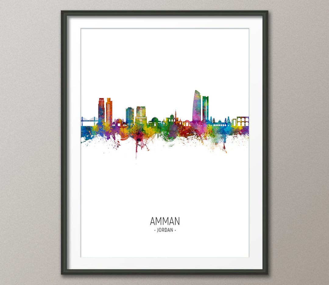 Amman Skyline, Amman Jordan Cityscape Art Print Poster Portrait 28804 ...