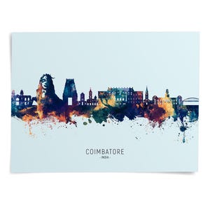 Coimbatore Skyline India, Cityscape Painting Art Print Poster CX (26256 ...