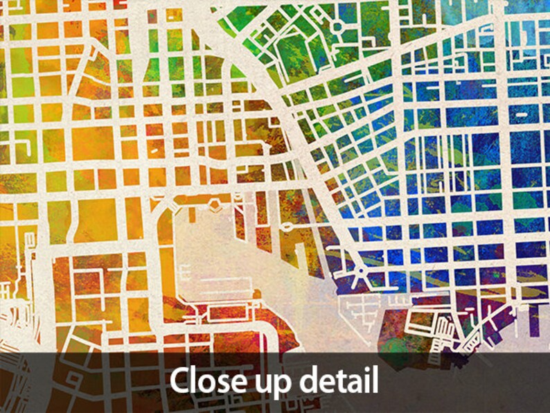 Baltimore Map Maryland City Map Watercolour Art Print Poster | Etsy