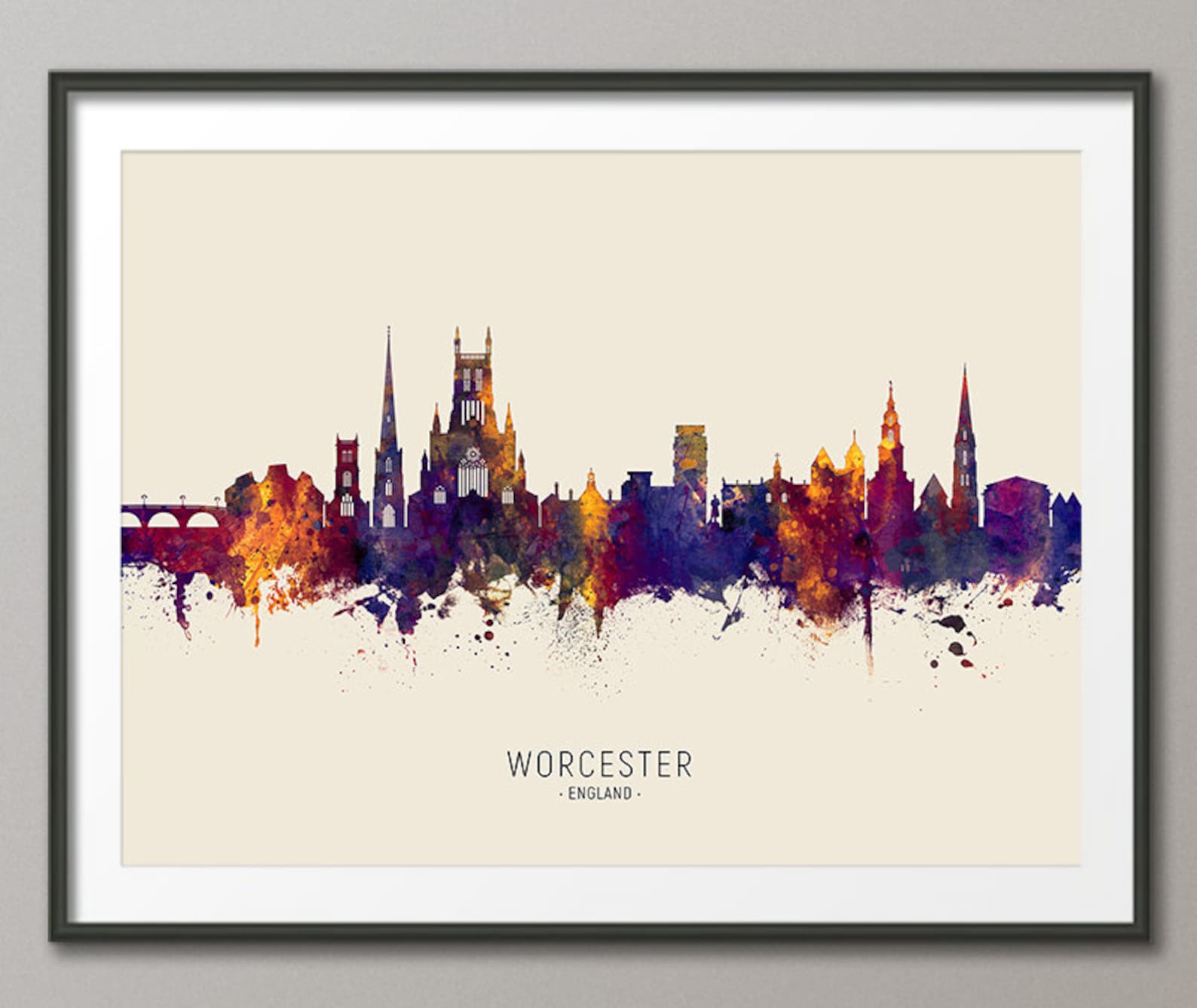 Worcester Skyline England Cityscape Painting Art Print Poster - Etsy UK