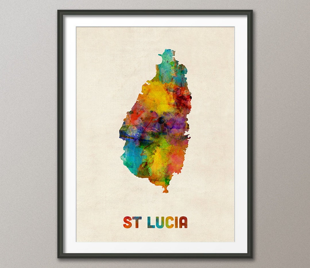 St Lucia Watercolor Map, Art Print (2297) - Etsy