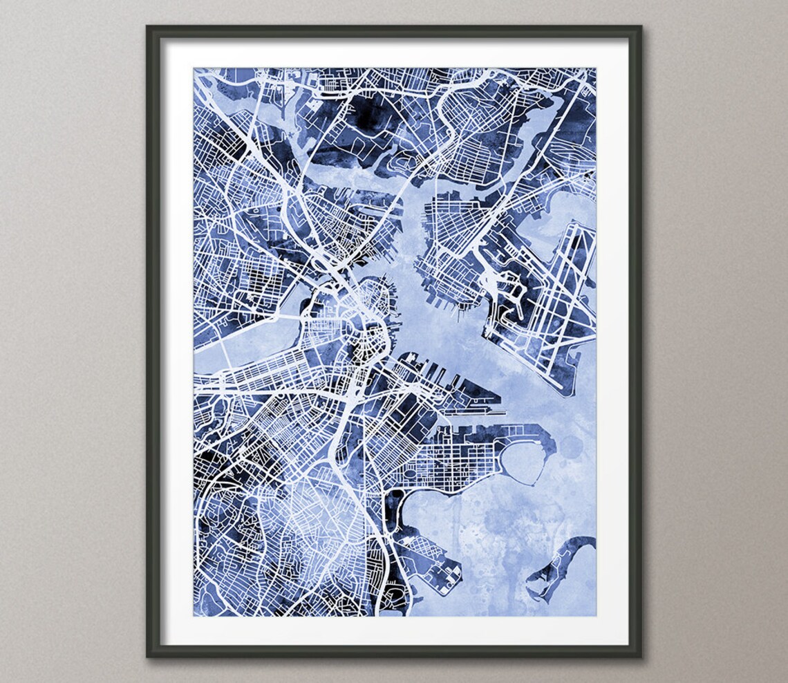Boston Map, Boston Massachusetts City Street Map, Art Print (1931) - Etsy