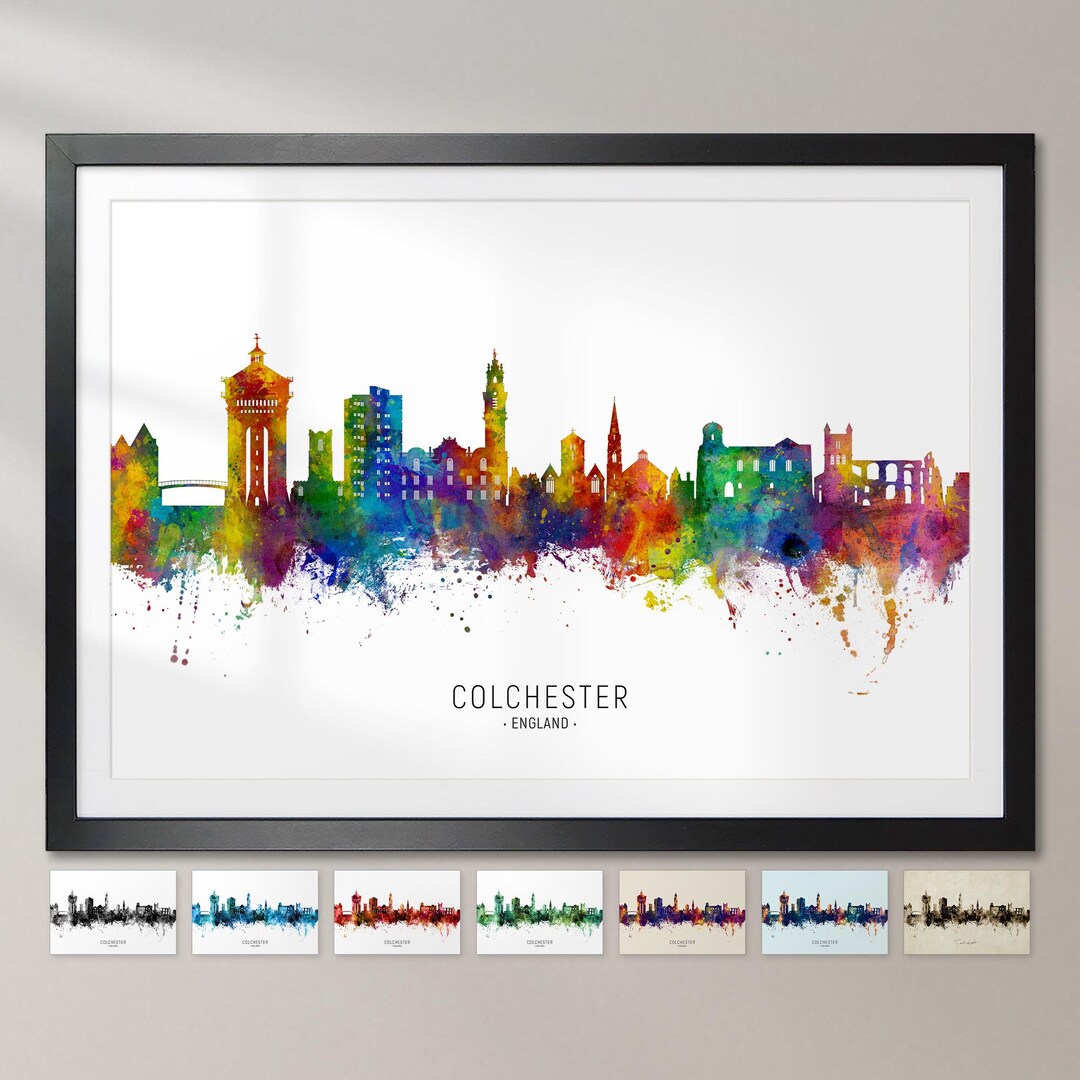 Colchester Skyline England, Cityscape Painting Art Print Poster CX ...