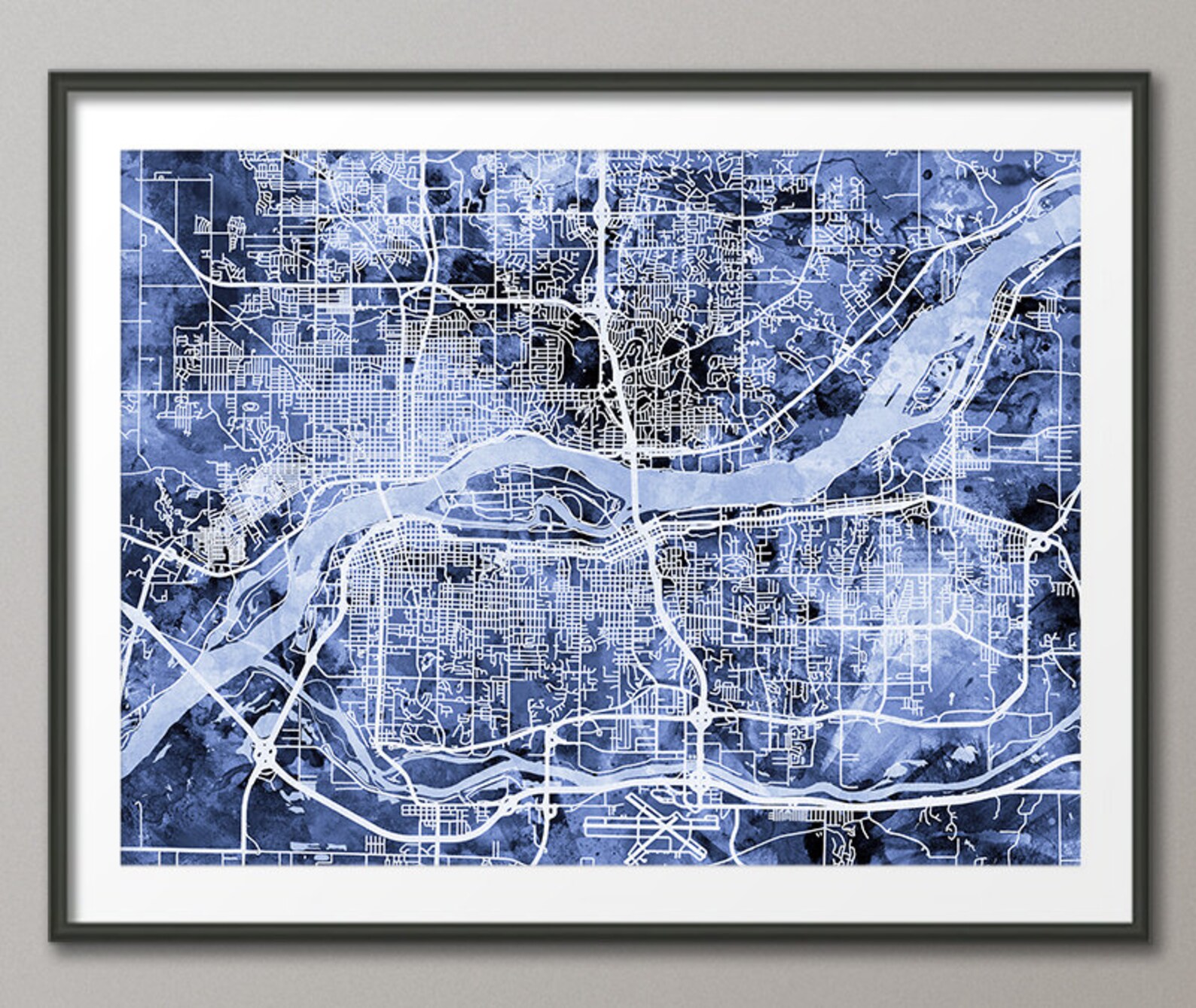 Quad Cities Map, Davenport, Bettendorf, Rock Island, Moline, Art Print ...