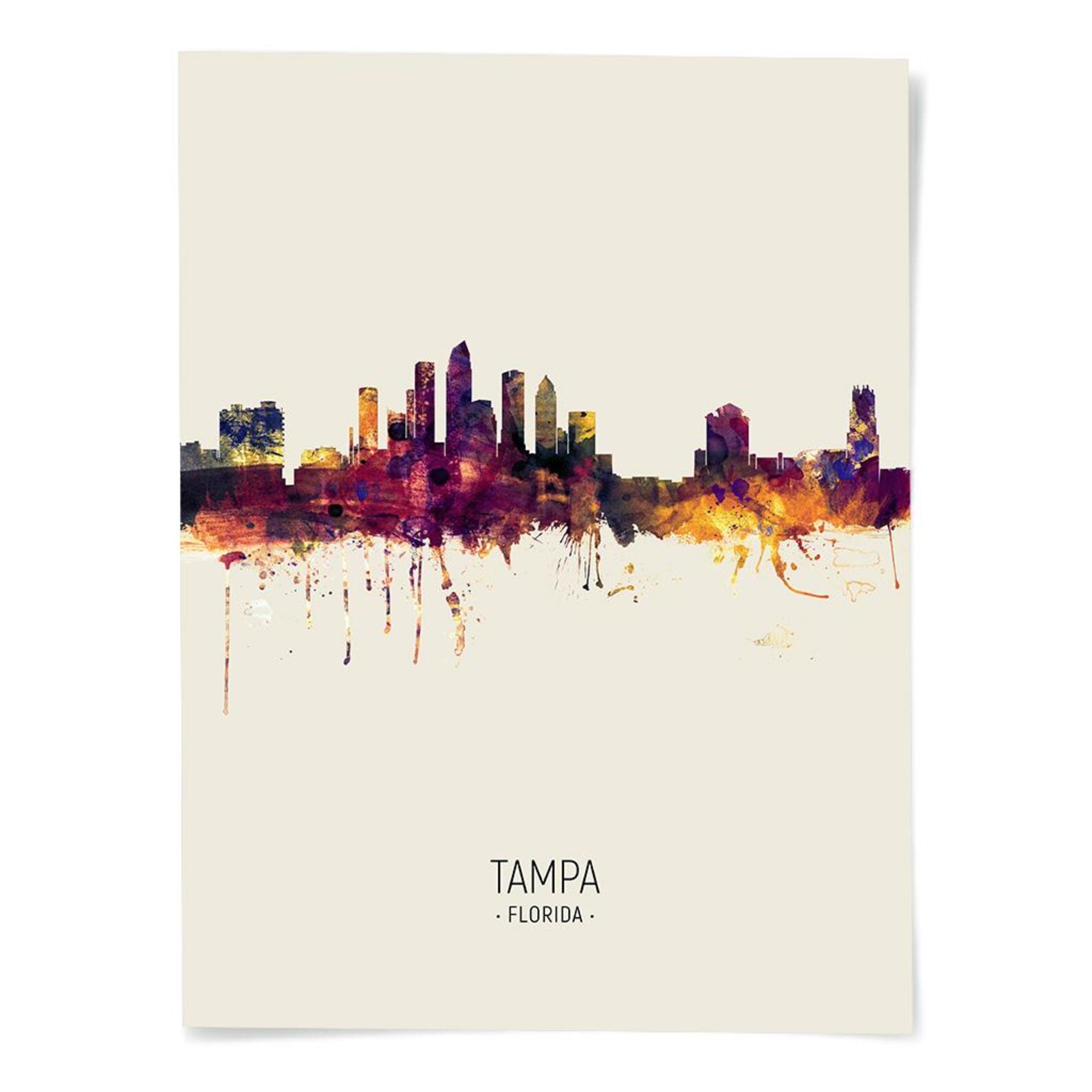 Tampa Skyline, Tampa Florida Cityscape Art Print Poster Portrait PX ...