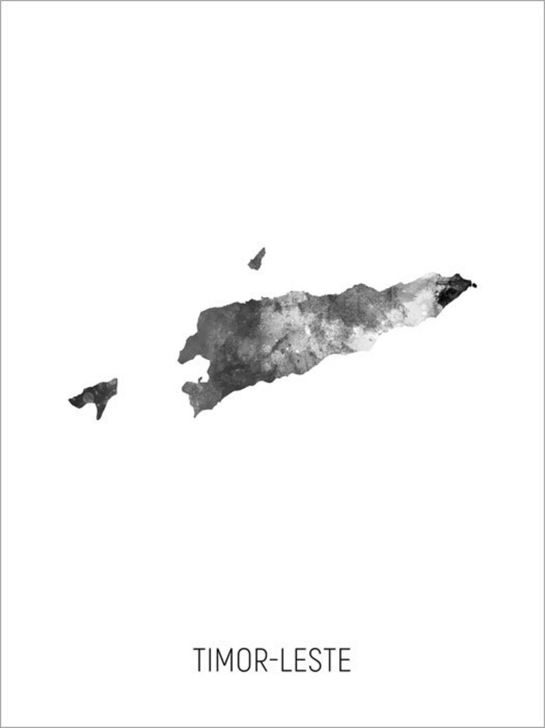 Timor-leste Map Watercolour Art Print Poster Colour Black | Etsy