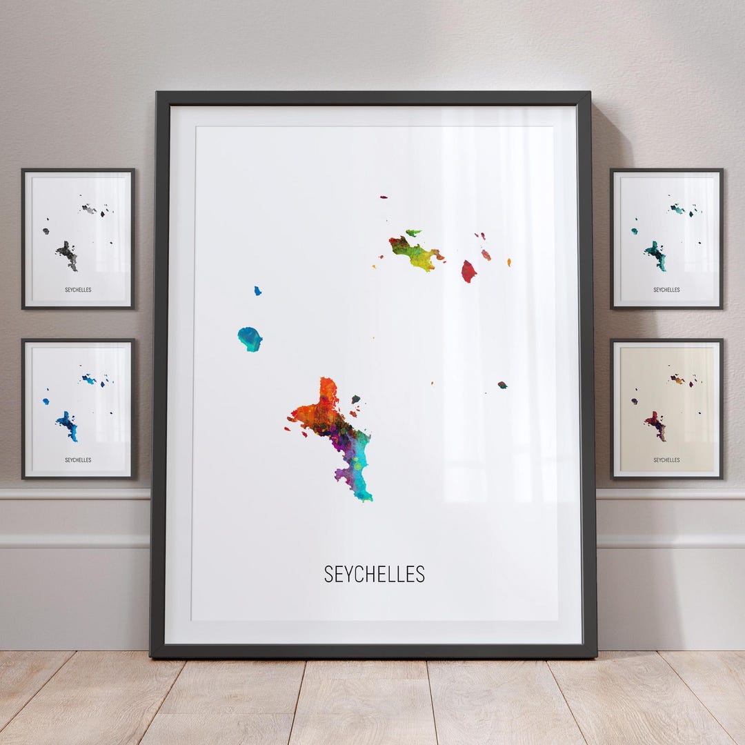 Seychelles Map, Watercolour Painting Art Print Poster MX (10932) - Etsy