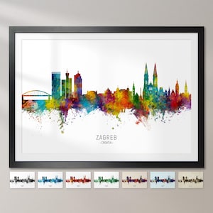 Zagreb Skyline Croatia, Cityscape Painting Art Print Poster CX (15455 ...