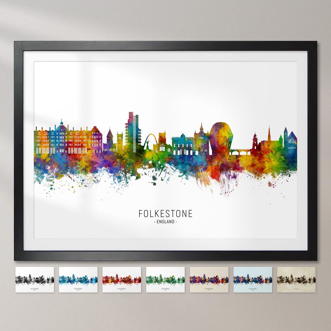 Folkestone Skyline England, Cityscape Painting Art Print Poster CX ...