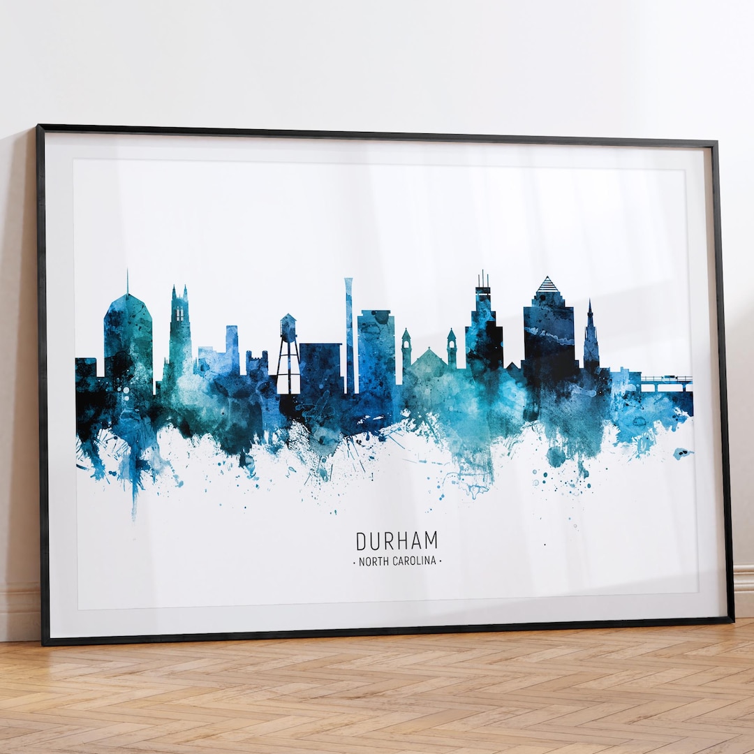 Durham Cityscape North Carolina, Skyline Wall Art Poster Print RX ...