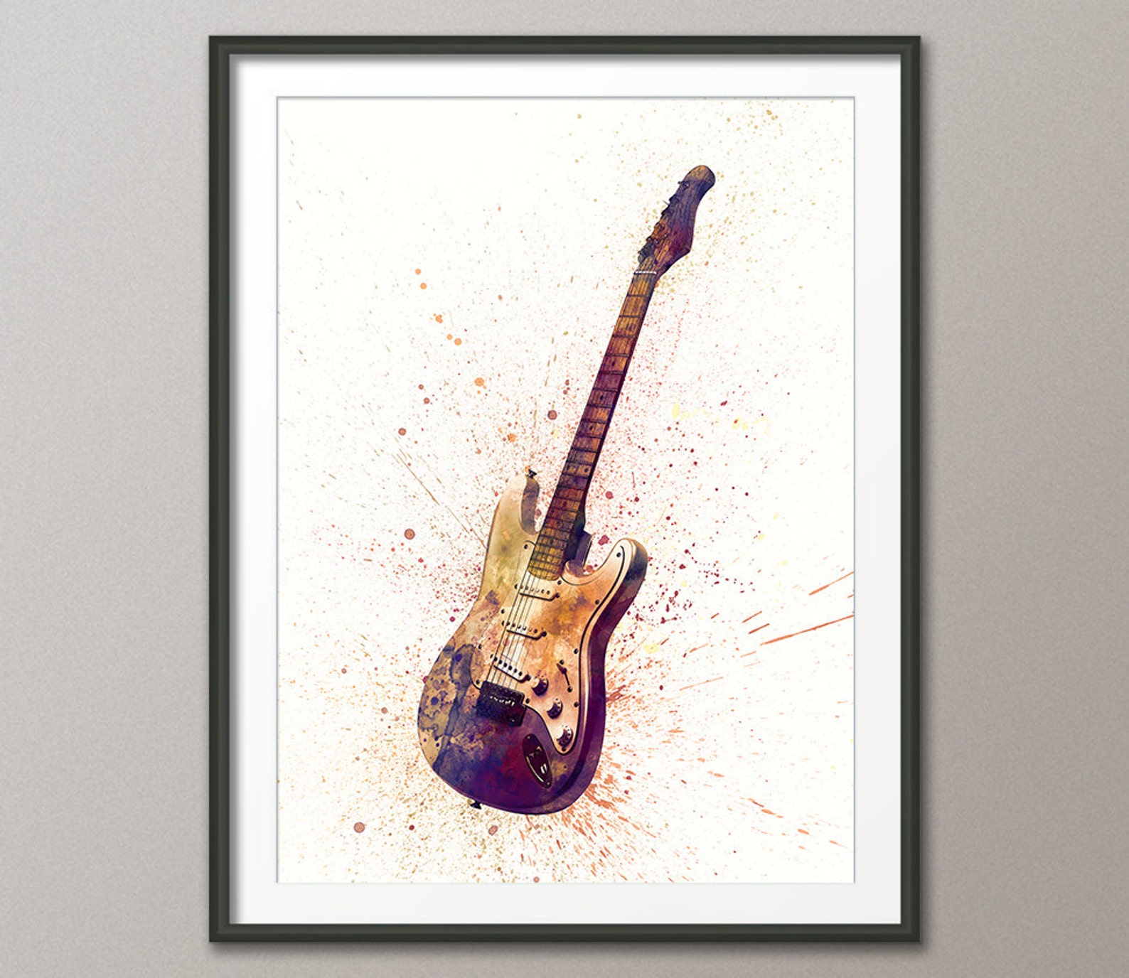 Electric Guitar Abstract Watercolor Music Instrument Art - Etsy