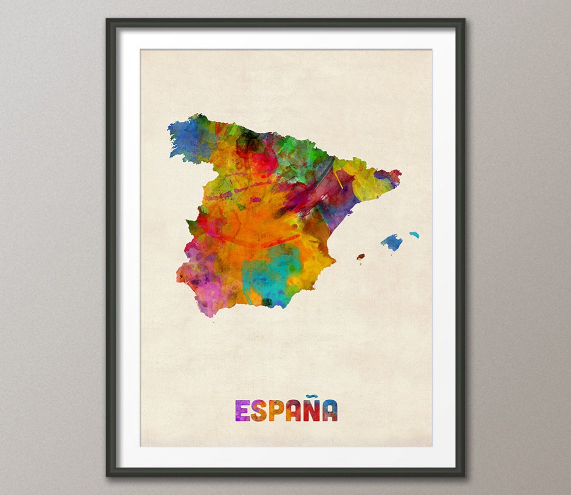 Spain Watercolor Map españa Art Print 997 | Etsy