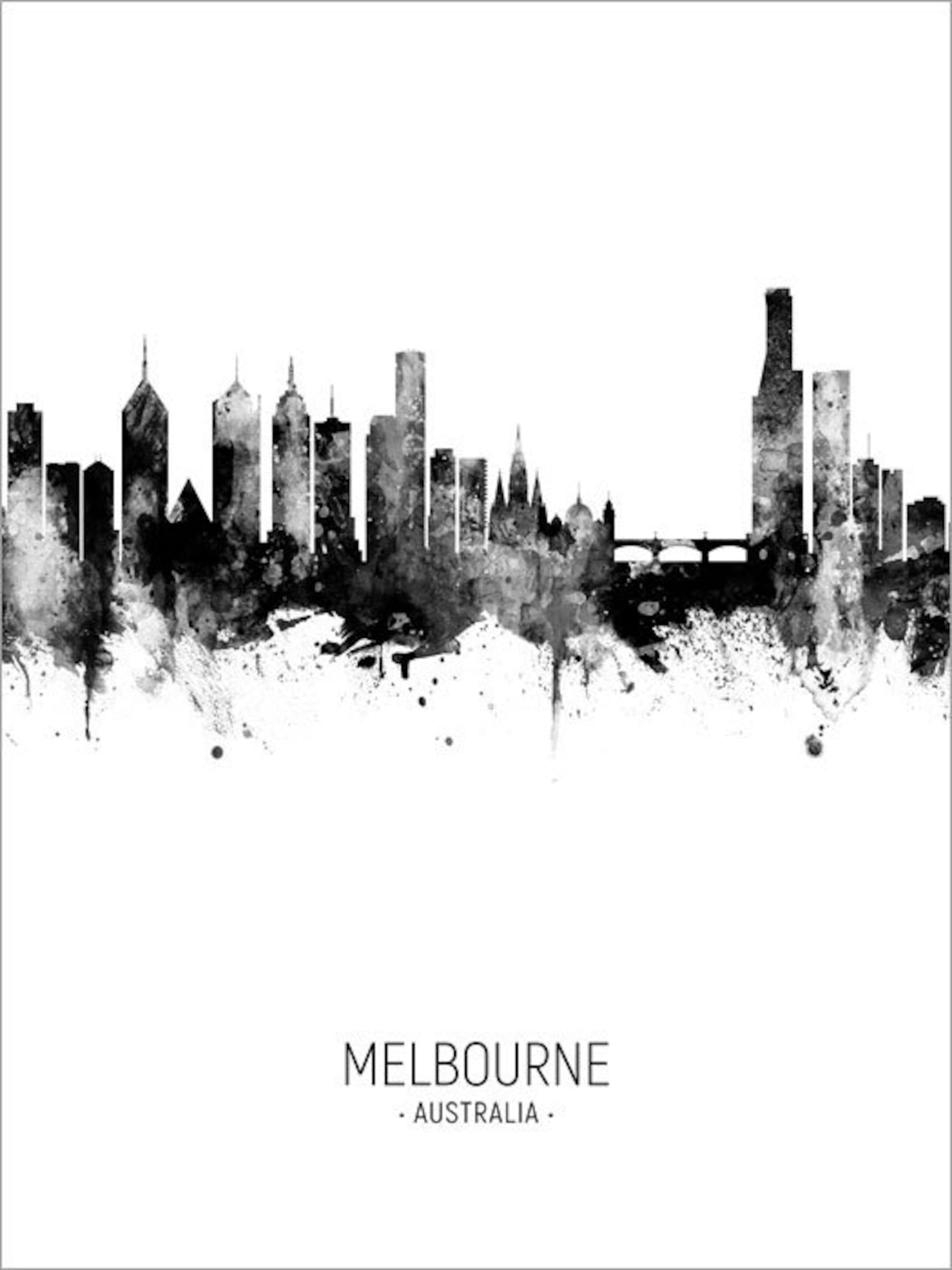 Melbourne Skyline Melbourne Australia Cityscape Art Print | Etsy