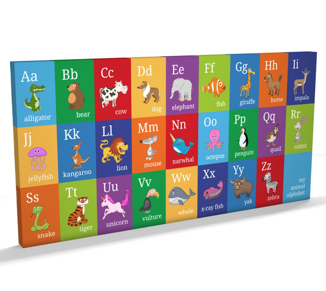 Animal Alphabet Canvas, Children's Animal Alphabet Box Canvas Art Print ...