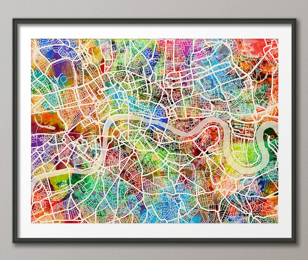 London Map, Art Print, Street Map of London England (1304) - Etsy