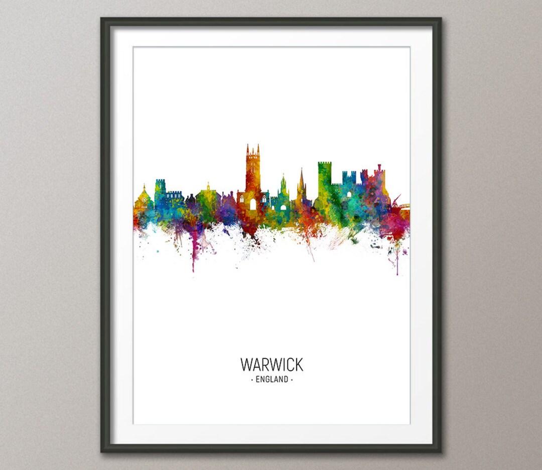 Warwick Skyline Warwick England Cityscape Art Print Poster - Etsy