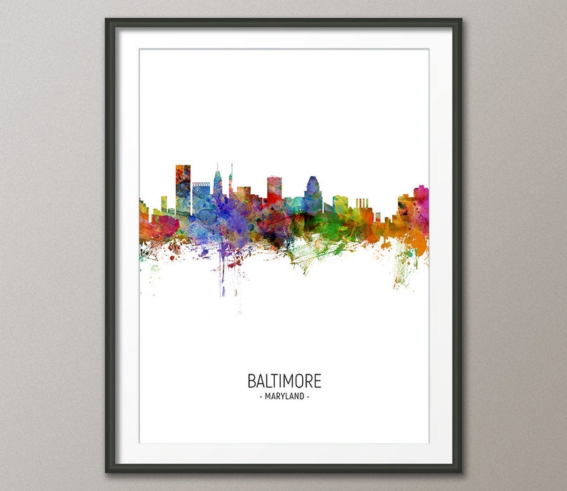 Baltimore Skyline Baltimore Maryland Cityscape Art Print - Etsy