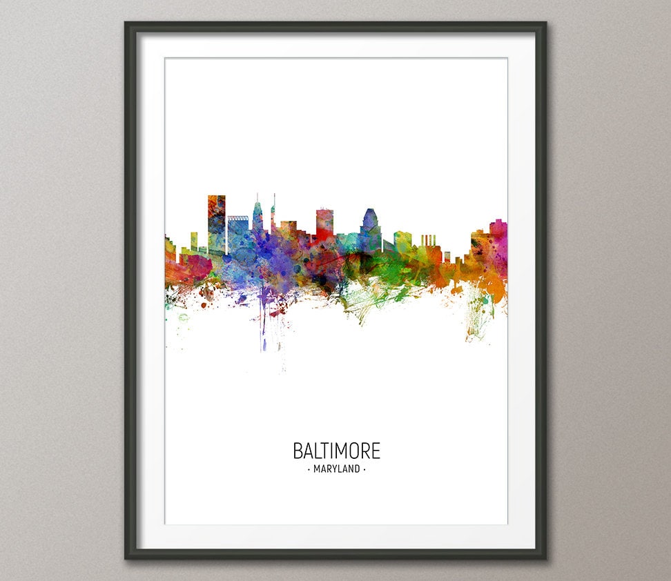 Baltimore Skyline Baltimore Maryland Cityscape Art Print | Etsy