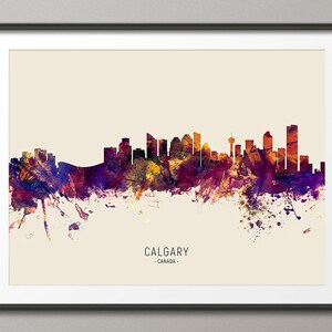 Calgary Skyline Canada Cityscape Painting Art Print Poster LS - Etsy
