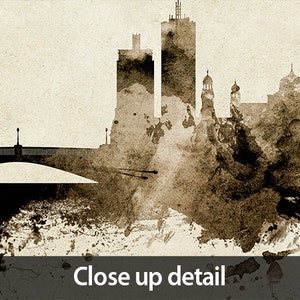 Leeds Skyline England, Cityscape Art Print Poster Vintage Sepia (9000 ...