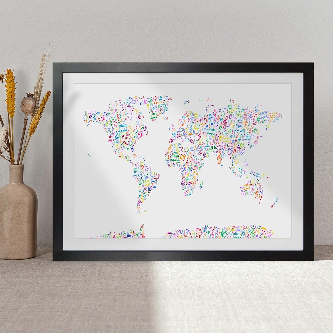 Music Notes Map of the World Map, Art Print WM (21) - Etsy