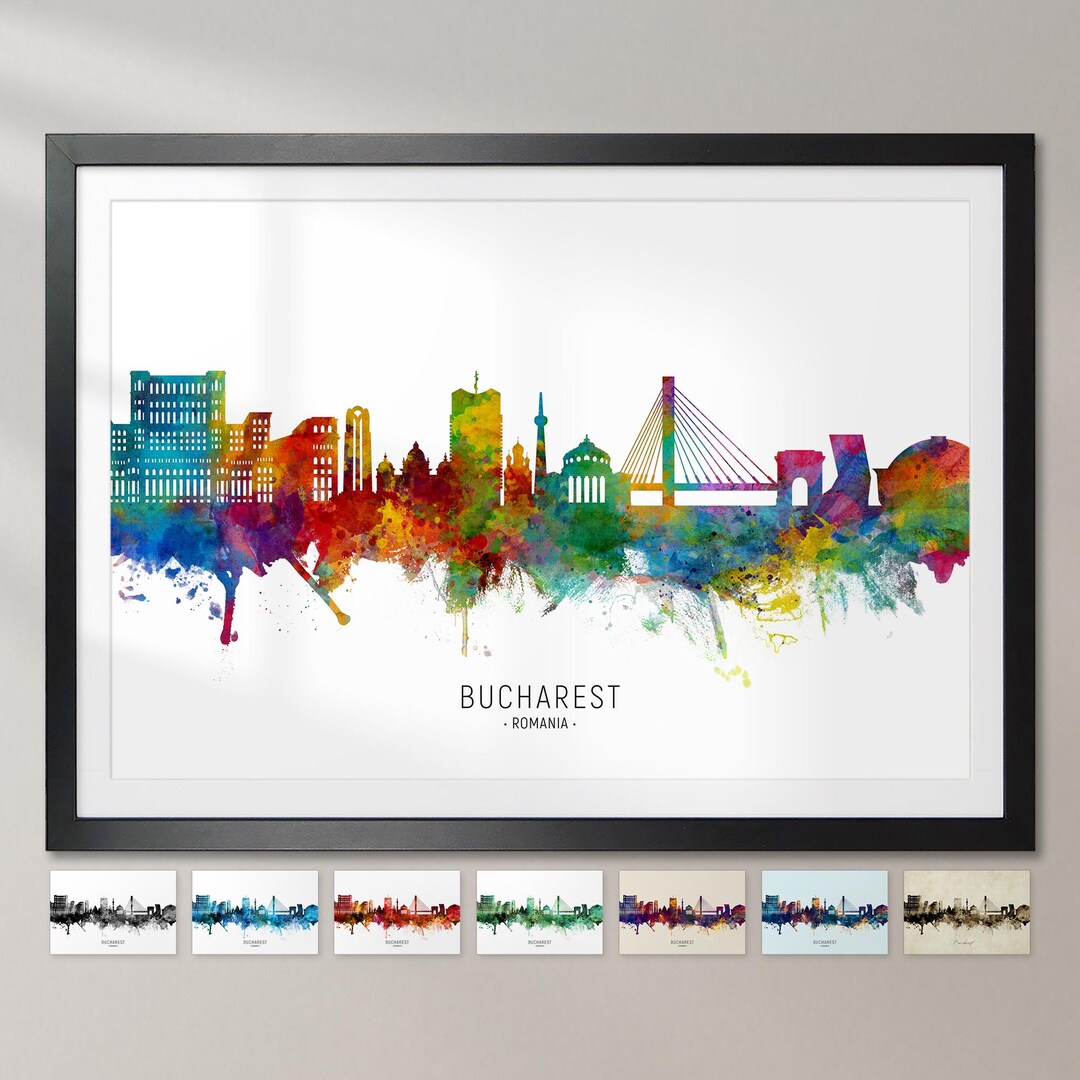Bucharest Skyline, Romania - Cityscape Painting Art Print Poster CX ...