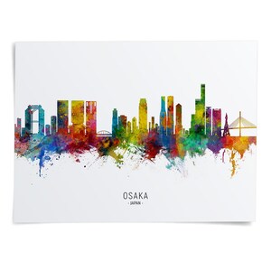 Osaka Skyline Japan, Cityscape Painting Art Print Poster CX (15591) - Etsy