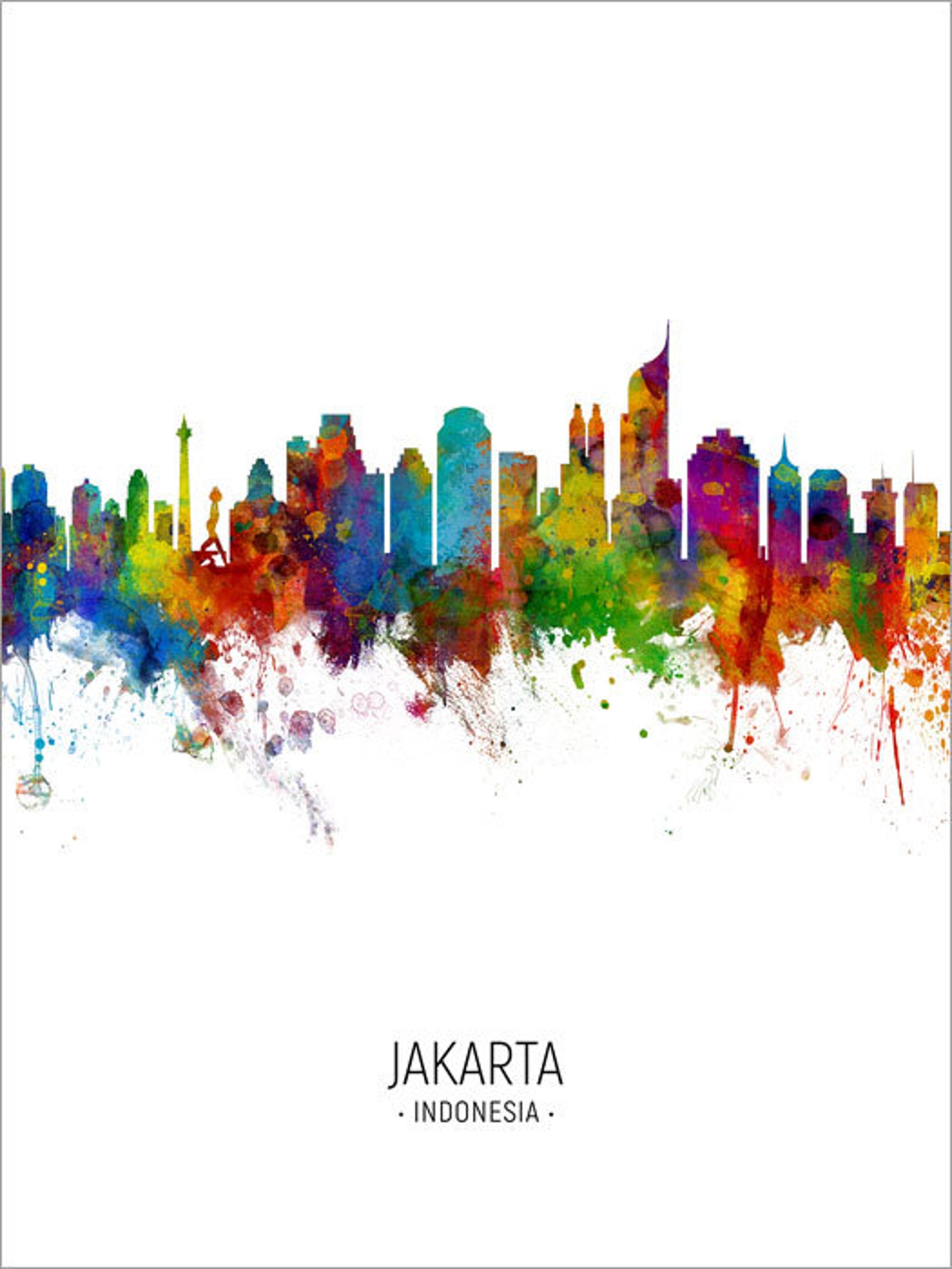 Jakarta Skyline Jakarta Indonesia Cityscape Art Print Poster - Etsy