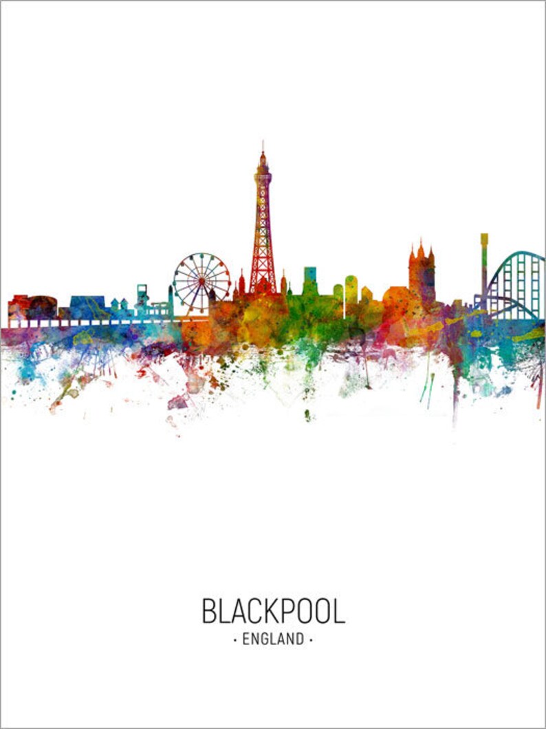 Blackpool Skyline Blackpool England Cityscape Art Print - Etsy