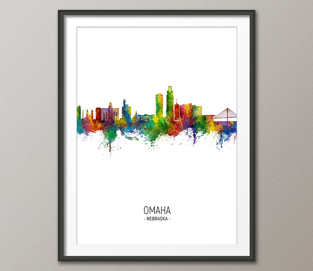 Omaha Skyline, Omaha Nebraska Cityscape Art Print Poster Portrait 17549 ...