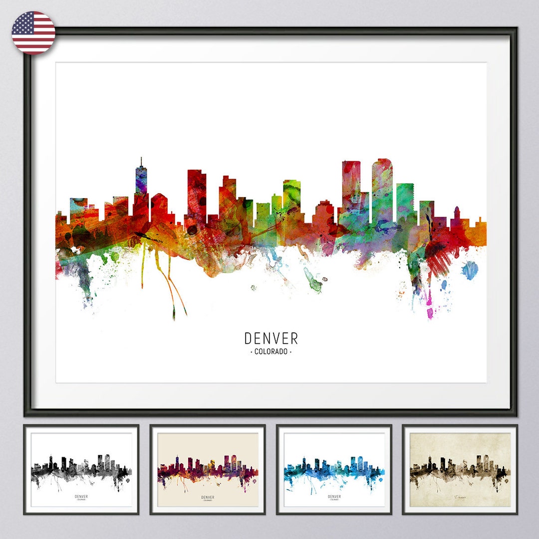 Denver Skyline Colorado, Cityscape Painting Art Print Poster YX (6570 ...