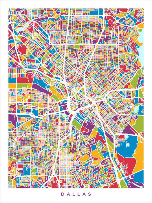 Dallas Map Dallas Texas City Map Art Print 3008 - Etsy