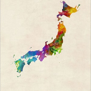 Japan Watercolor Map, Art Print (2350) - Etsy UK