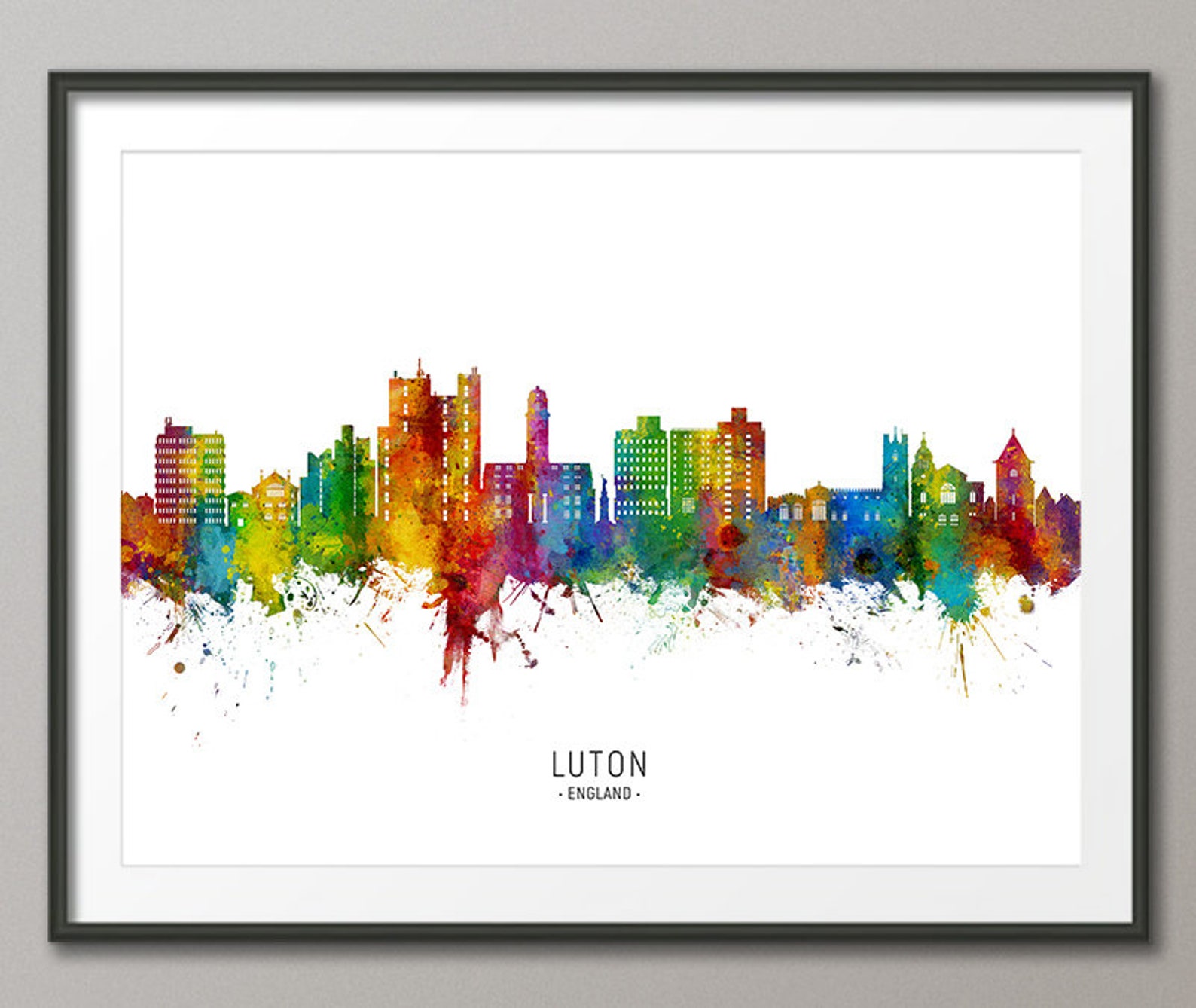 Luton Skyline England Cityscape Painting Art Print Poster CX - Etsy